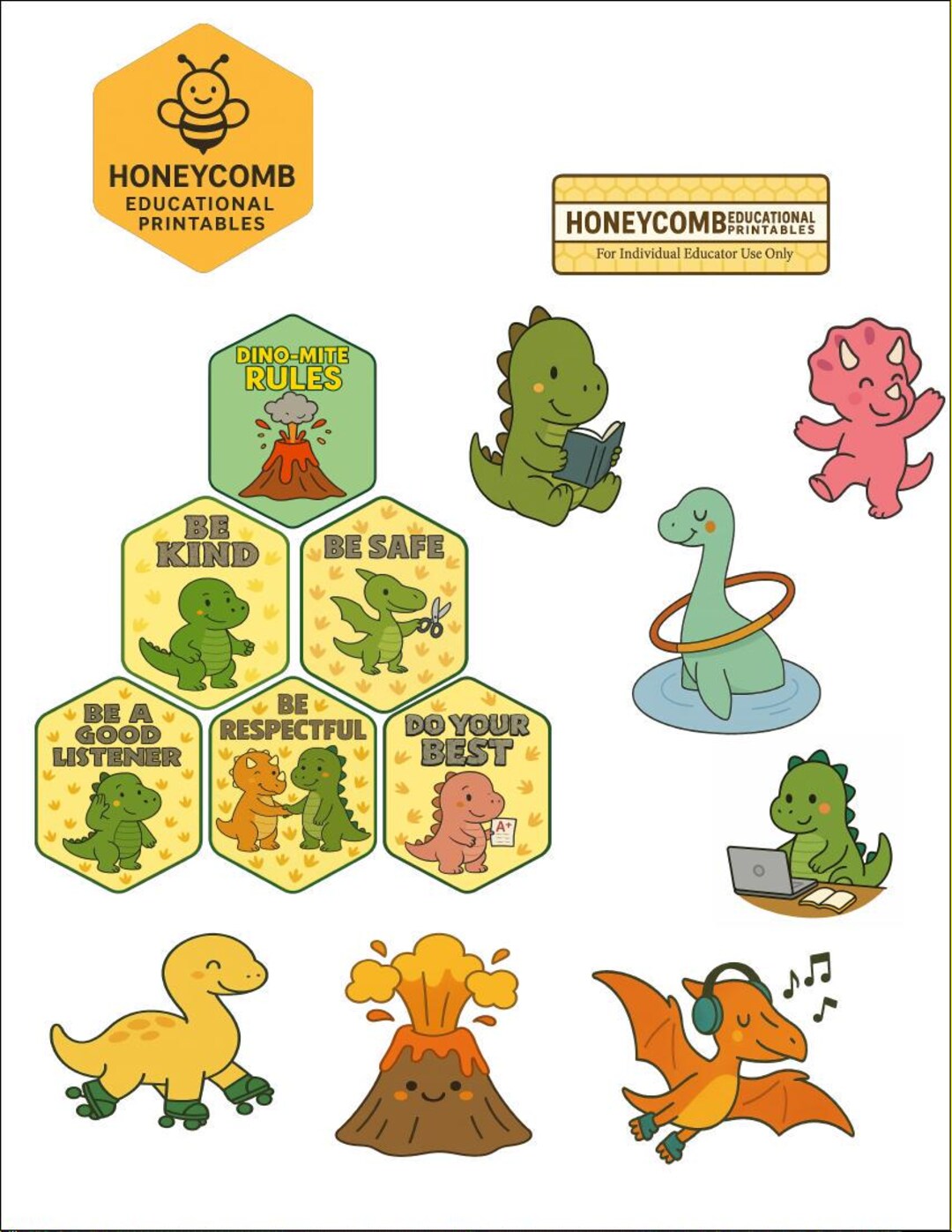 Lower Elementary Dinosaur Theme Classroom Rules Bundle - Etsy