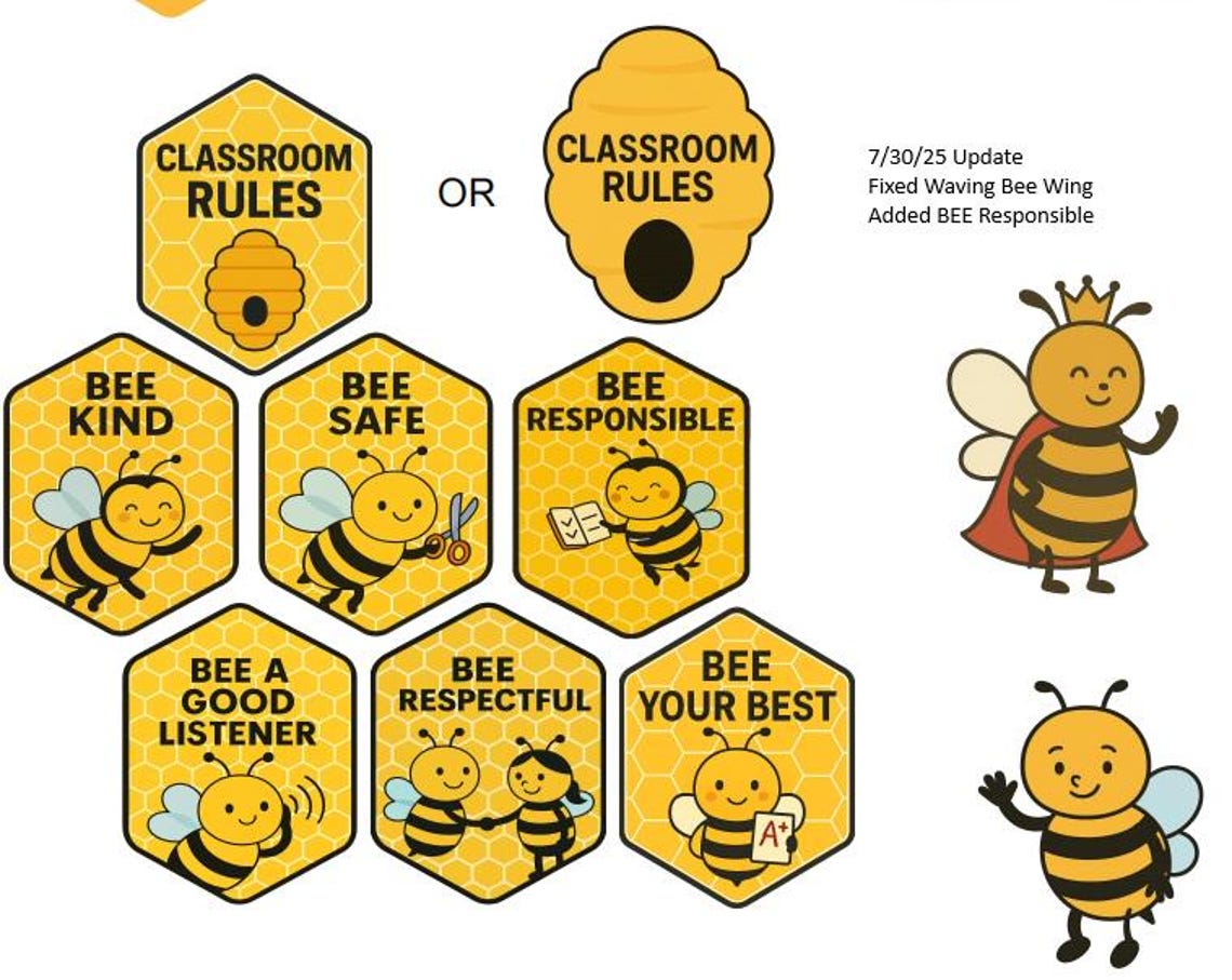 Lower Elementary Bee Classroom Rules and Clipart Bundle - Etsy