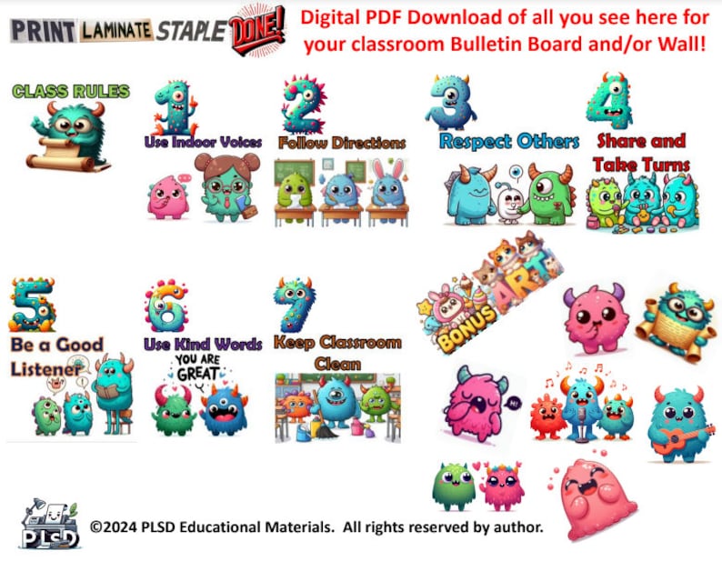 Classroom Rules Monster Theme Printable - Etsy