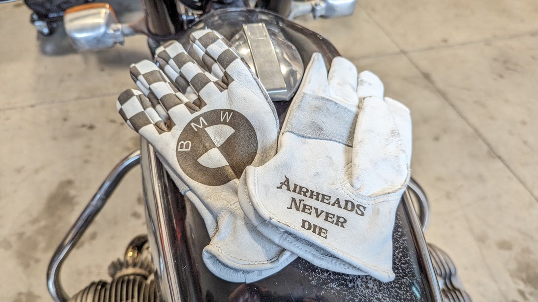 BMW Airhead Custom Leather Laser Engraved Motorcycle Gloves Set R50 R60 ...