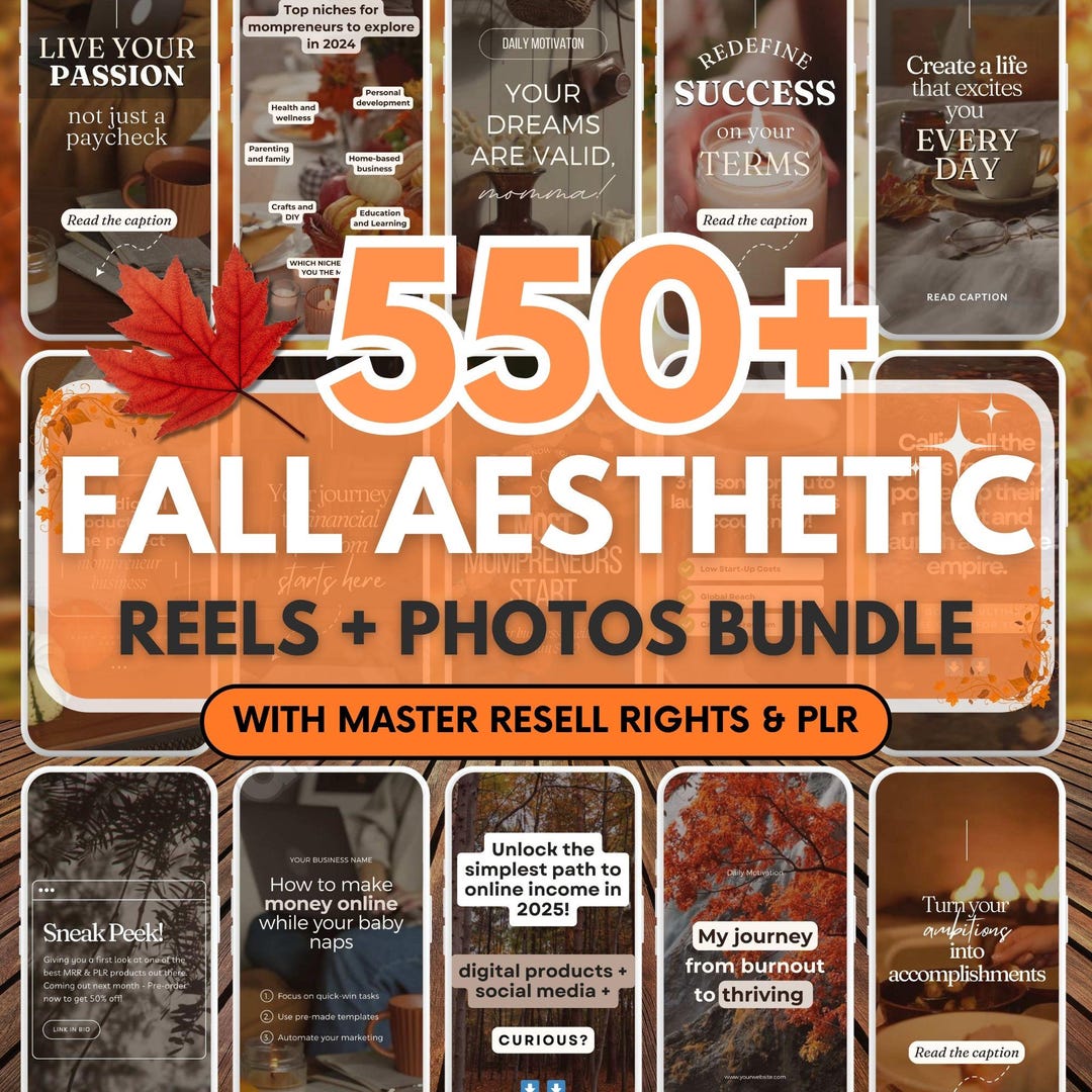 Fall Reels & Photos: 550+ Canva Templates (PLR, MRR) - Etsy