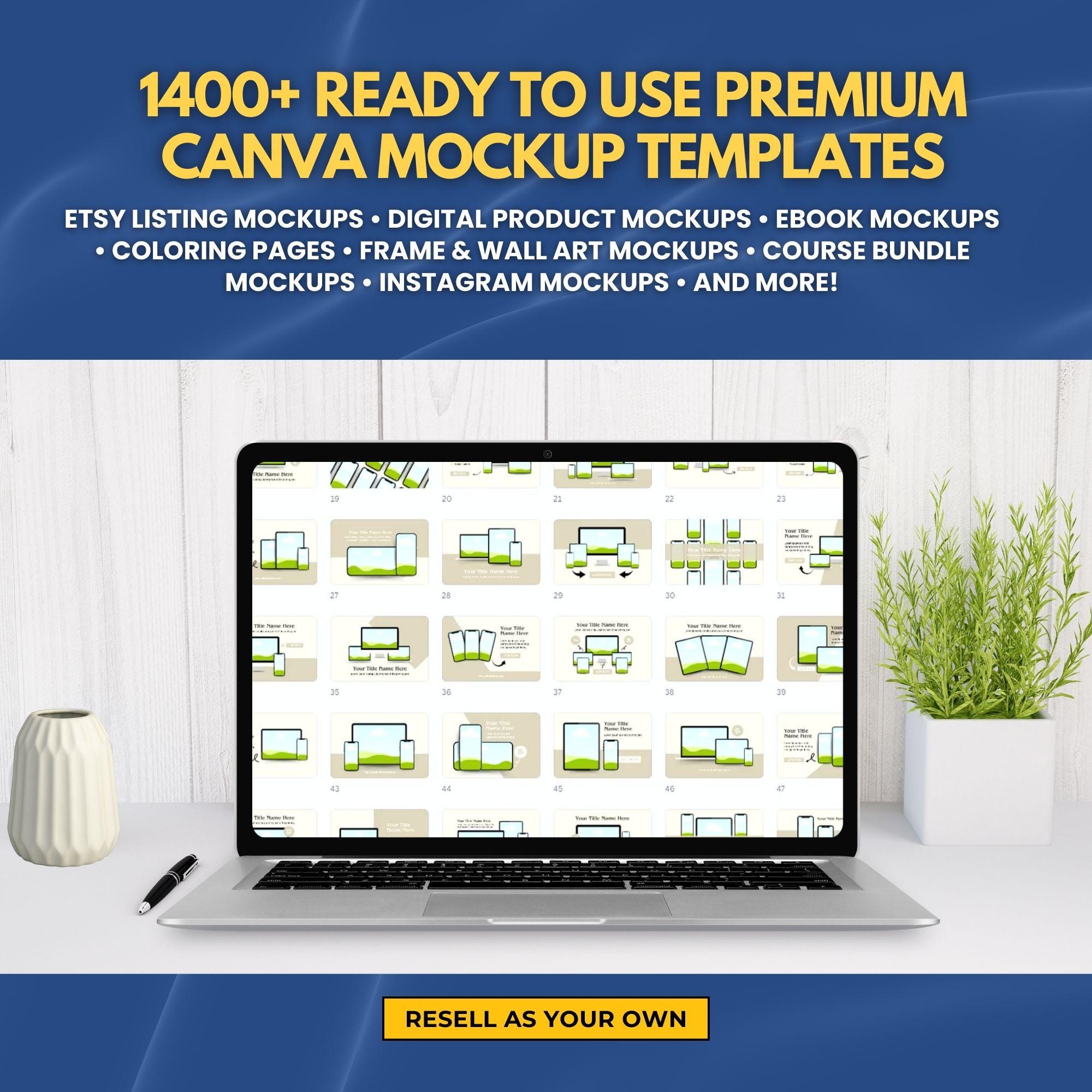Etsy Listing Mockup Templates Bundle, Canva Mockups (MRR & PLR) - Etsy