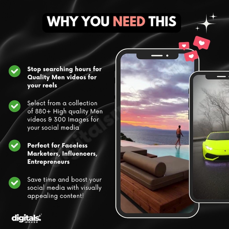 1000 Faceless Men Reels & Men Photos Bundle, Done for You Content ...