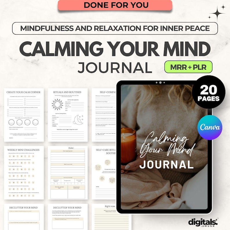Calming Your Mind Journal | 20-page Mindfulness, Mental Wellness (canva ...