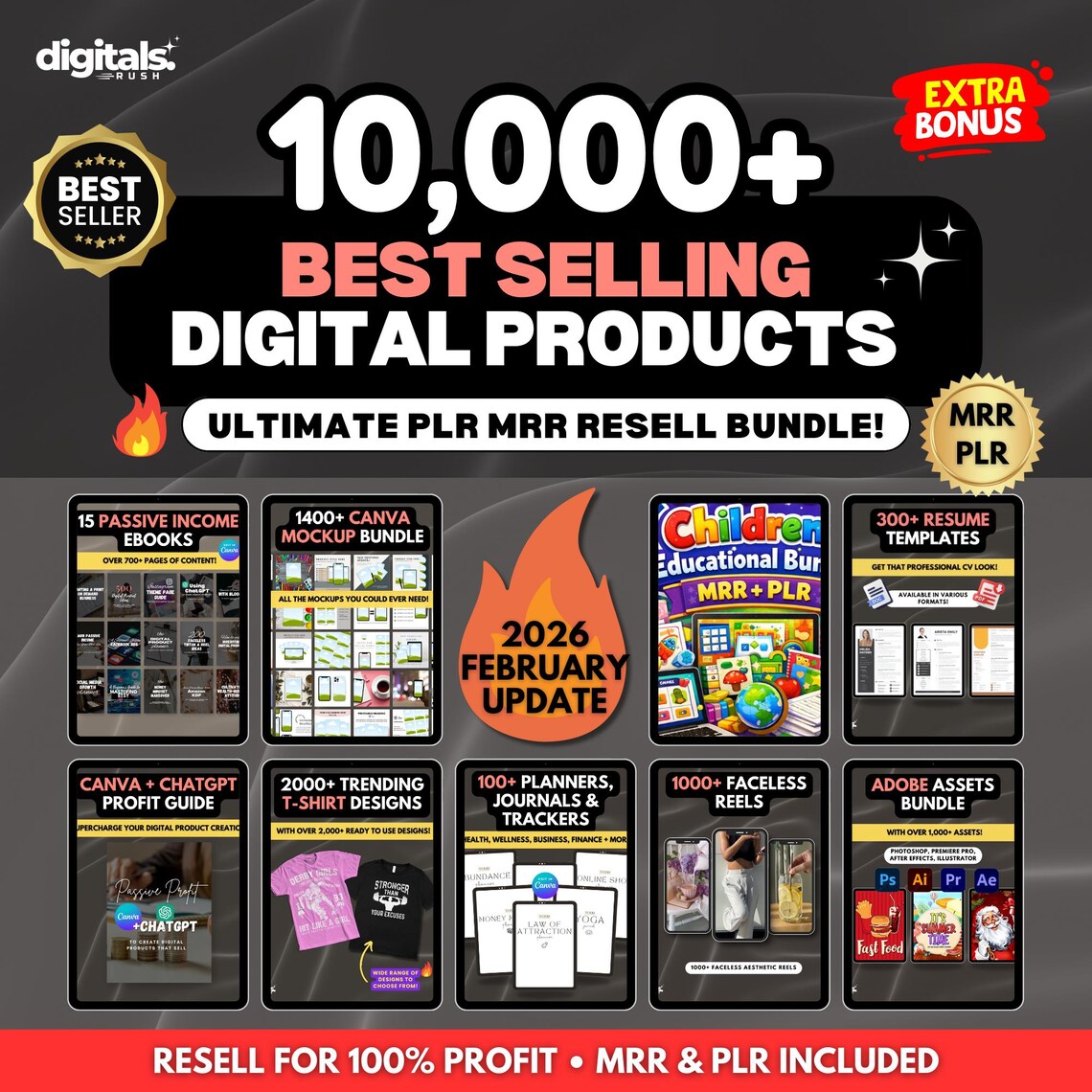 10,000+ Digital Product Resell Bundle, PLR MRR Rights (digital Download ...