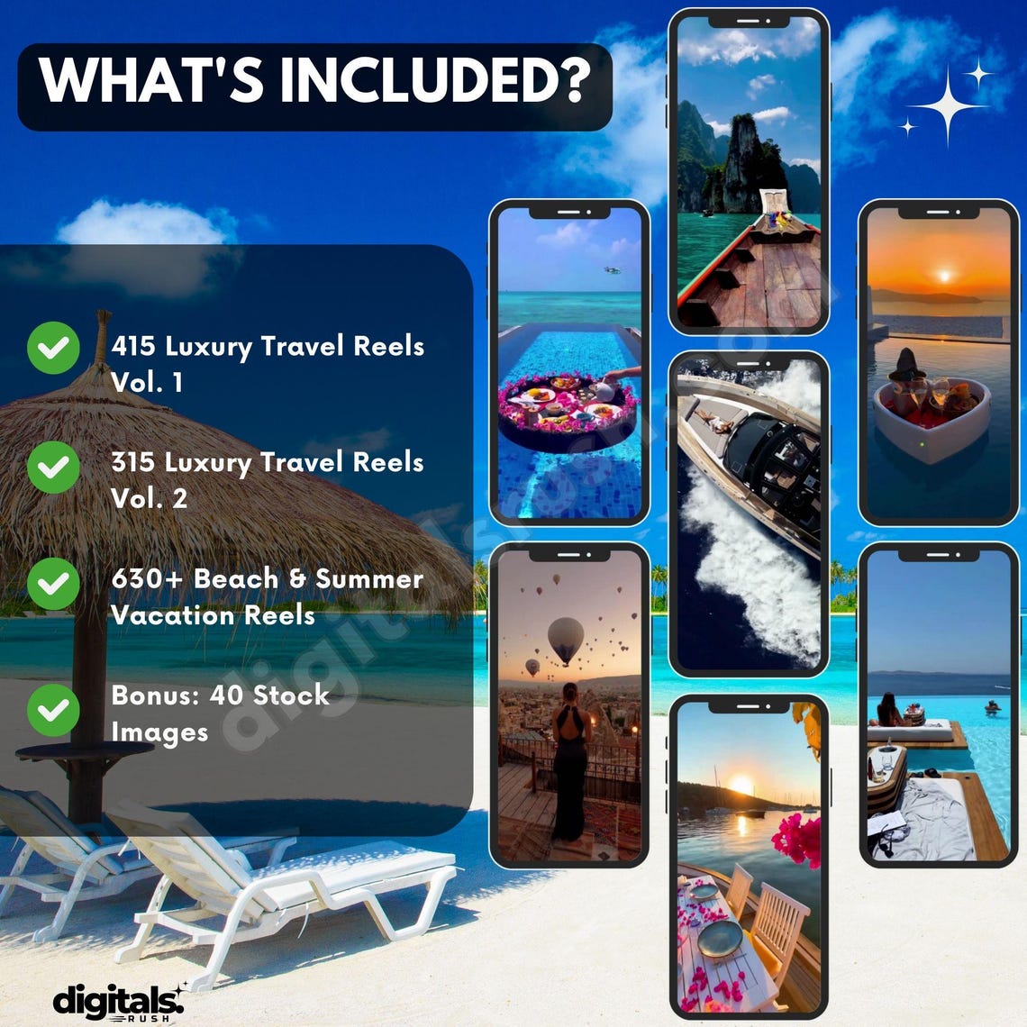 1350+ Luxury Beach Travel Reels, Social Media Content, MRR PLR - Etsy