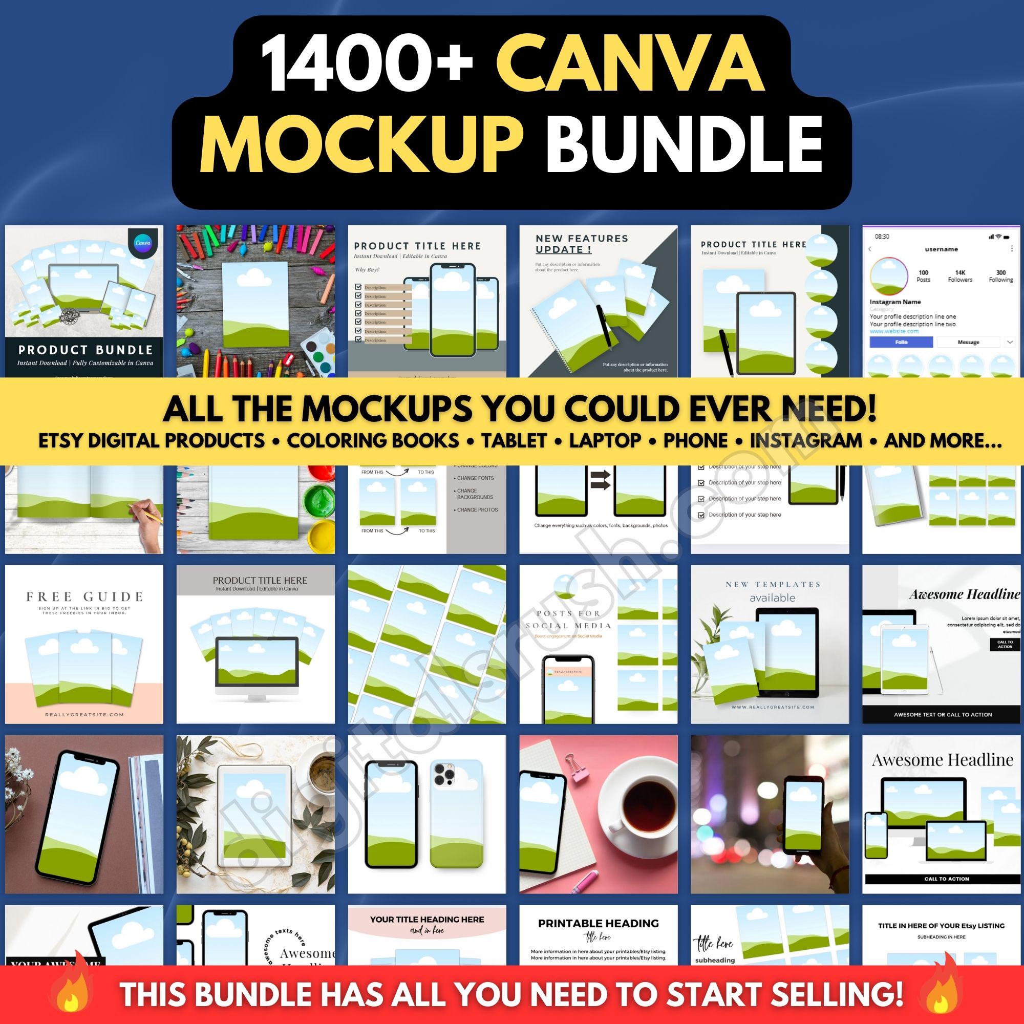 1400+ Etsy Listing Mockup Templates Bundle With MRR & PLR, Canva ...