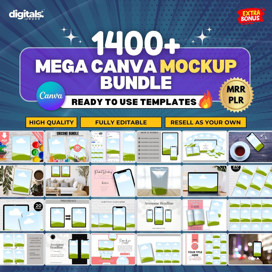 Etsy Listing Mockup Templates Bundle, Canva Mockups (MRR & PLR) - Etsy