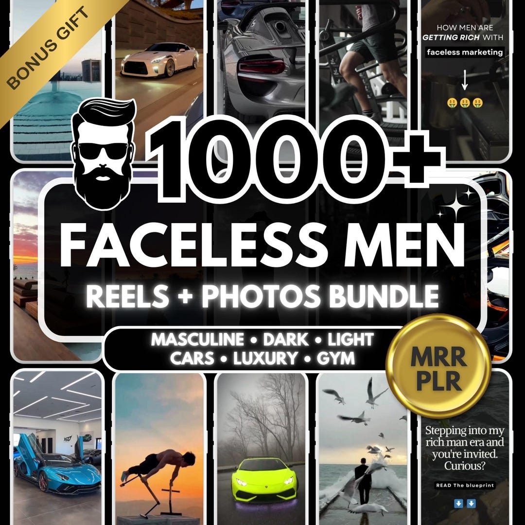 1000 Faceless Men Reels & Men Photos Bundle, Done for You Content ...