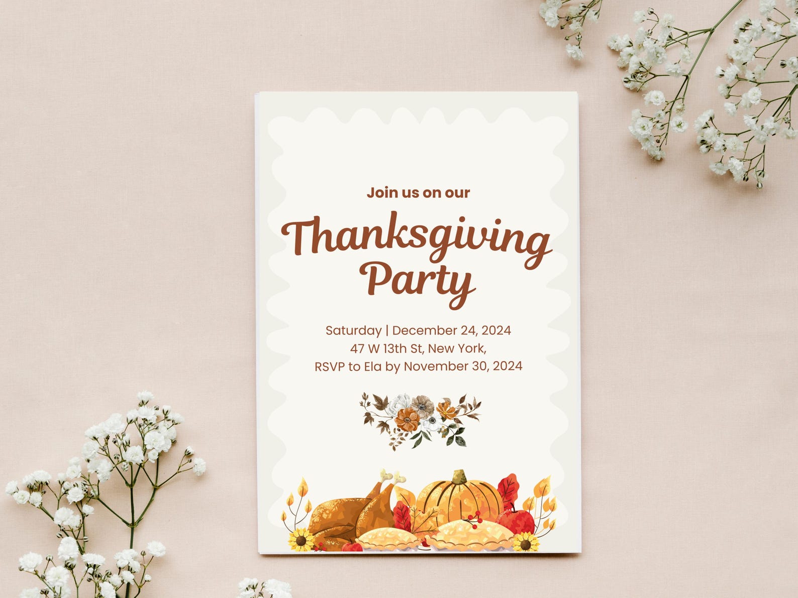 Thanksgiving Party Invitation Printable Canva Template Editable ...