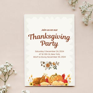Thanksgiving Party Invitation Printable Canva Template Editable ...