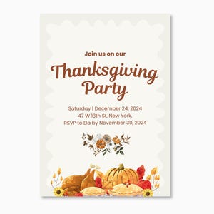 Thanksgiving Party Invitation Printable Canva Template Editable ...