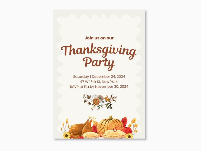 Thanksgiving Party Invitation Printable Canva Template Editable ...
