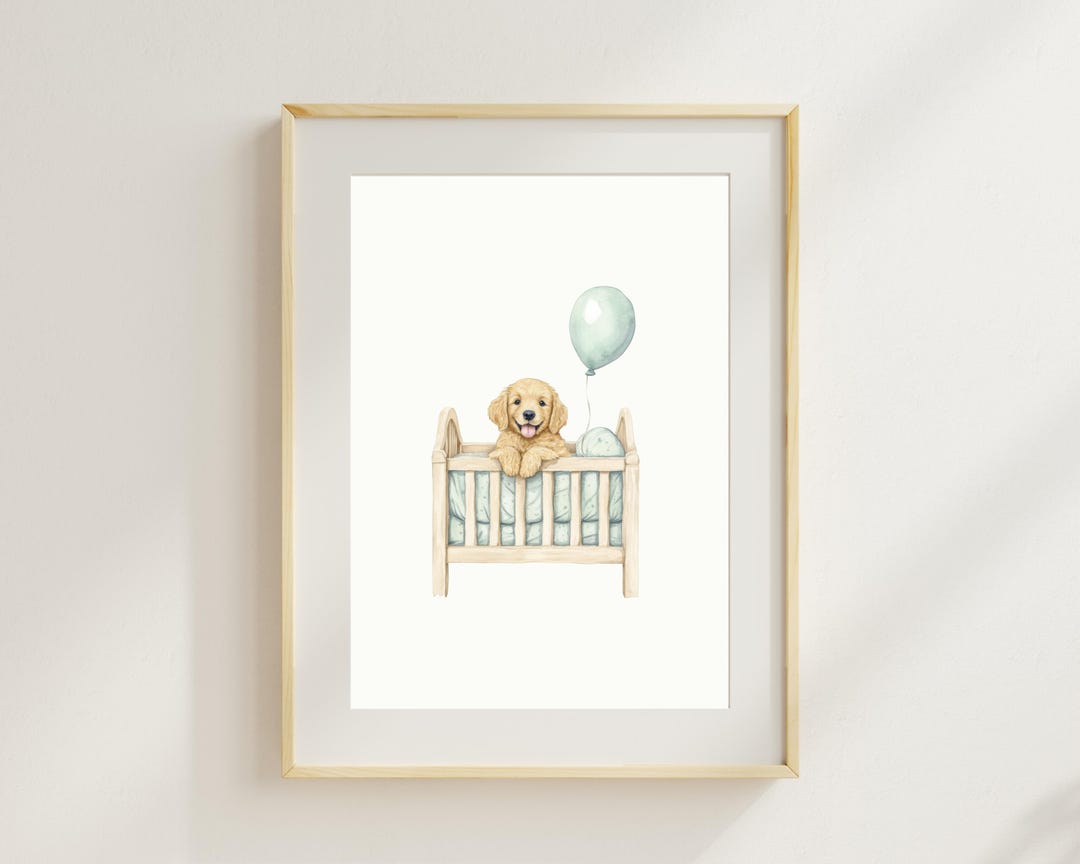 Golden Retriever Puppy Nursery Print: Neutral Baby Room Decor (digital ...