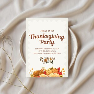 Thanksgiving Party Invitation Printable Canva Template Editable ...