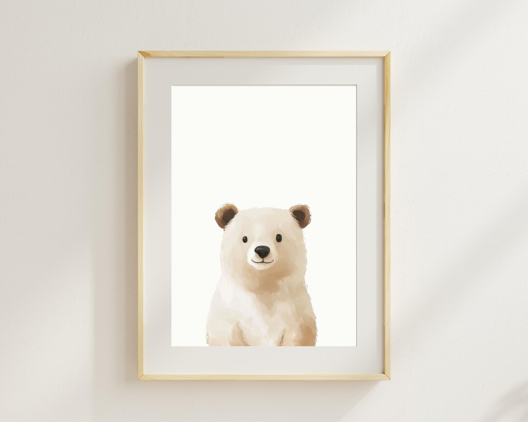 Polar Bear Nursery Wall Art Kids Room Print Cute Bear Printable White ...