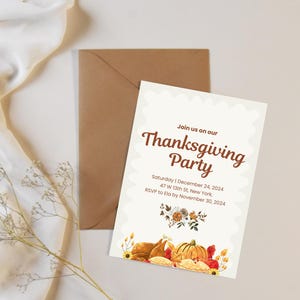 Thanksgiving Party Invitation Printable Canva Template Editable ...