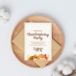 Thanksgiving Party Invitation Printable Canva Template Editable ...