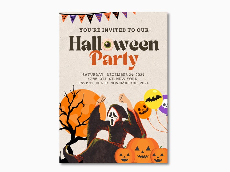 Halloween Party Invitation Printable Canva Template Editable Party ...