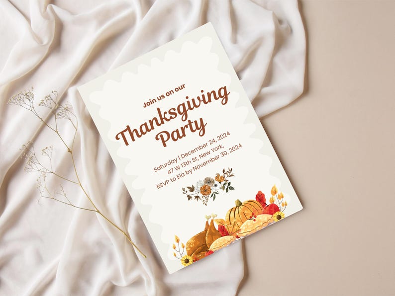 Thanksgiving Party Invitation Printable Canva Template Editable ...