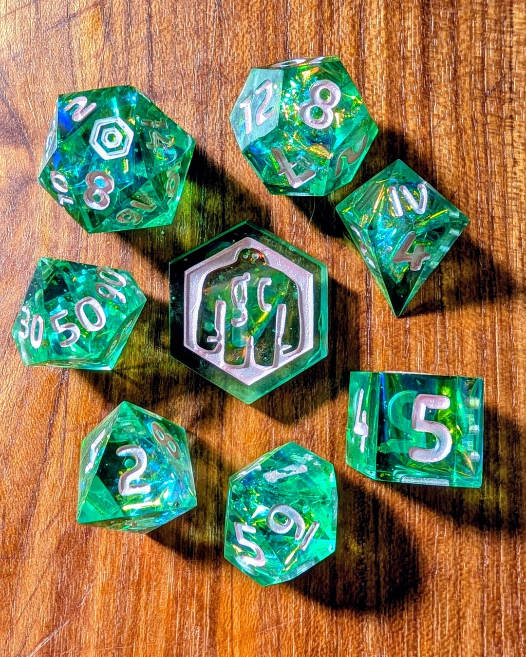 PRIMROSE Handmade Dice – 8 Piece Sharp Edge Set for Dungeons and ...