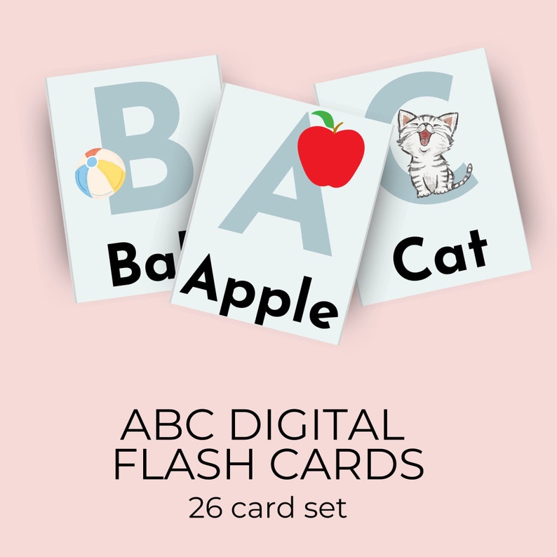 Alphabet Digital Flash Cards, Instant Download, ABC Cards, Flash Cards ...