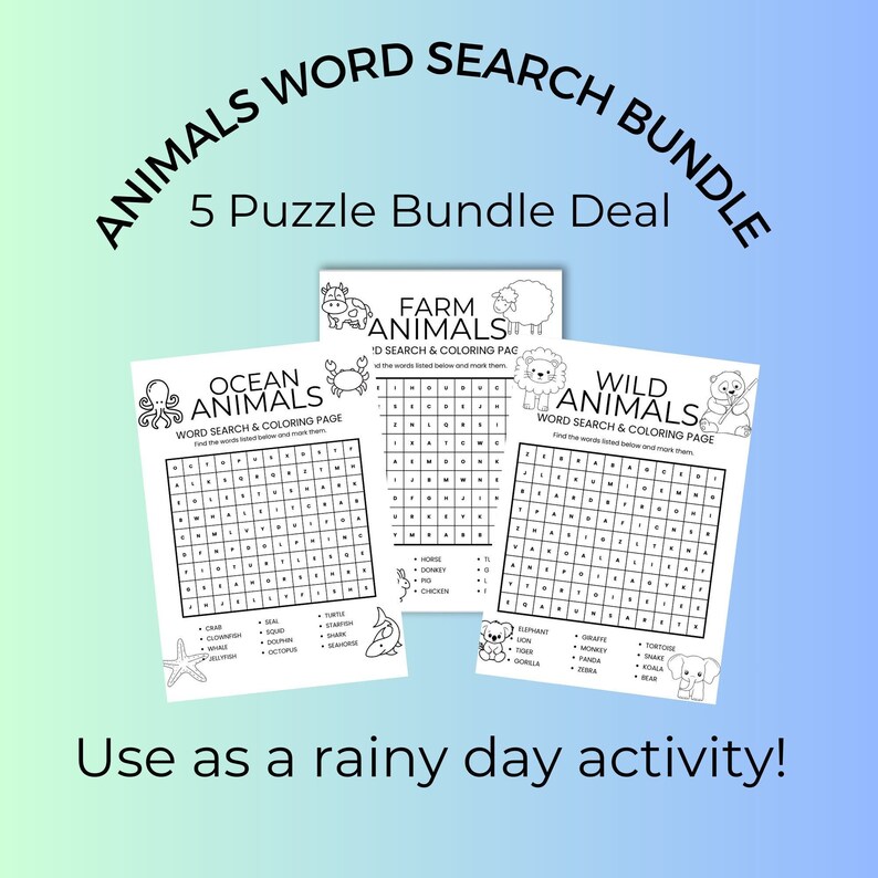 Kids Word Search, Coloring Page, Instant Download, Printable Download ...