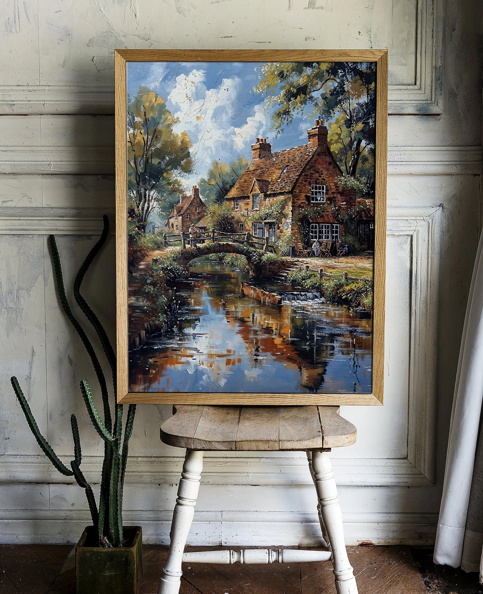 Charming English Cottage With Stone Bridge - Serene Countryside Digital ...