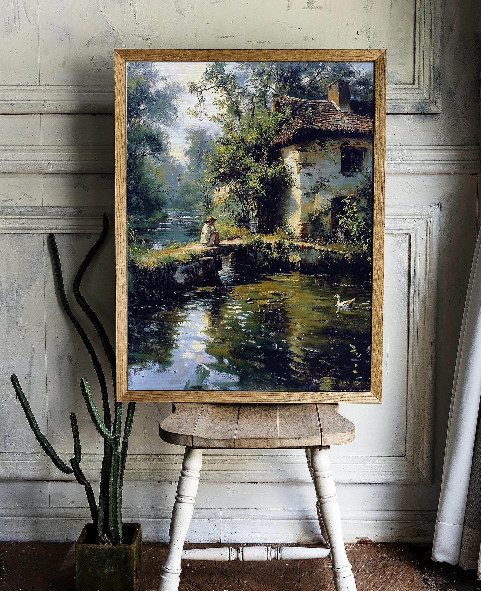 Quiet Moment by the Cottage Stream - Tranquil Countryside Printable Art ...