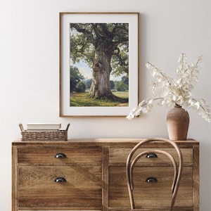 Majestic Old Oak Tree Wall Art – Stunning Nature Landscape Painting of ...