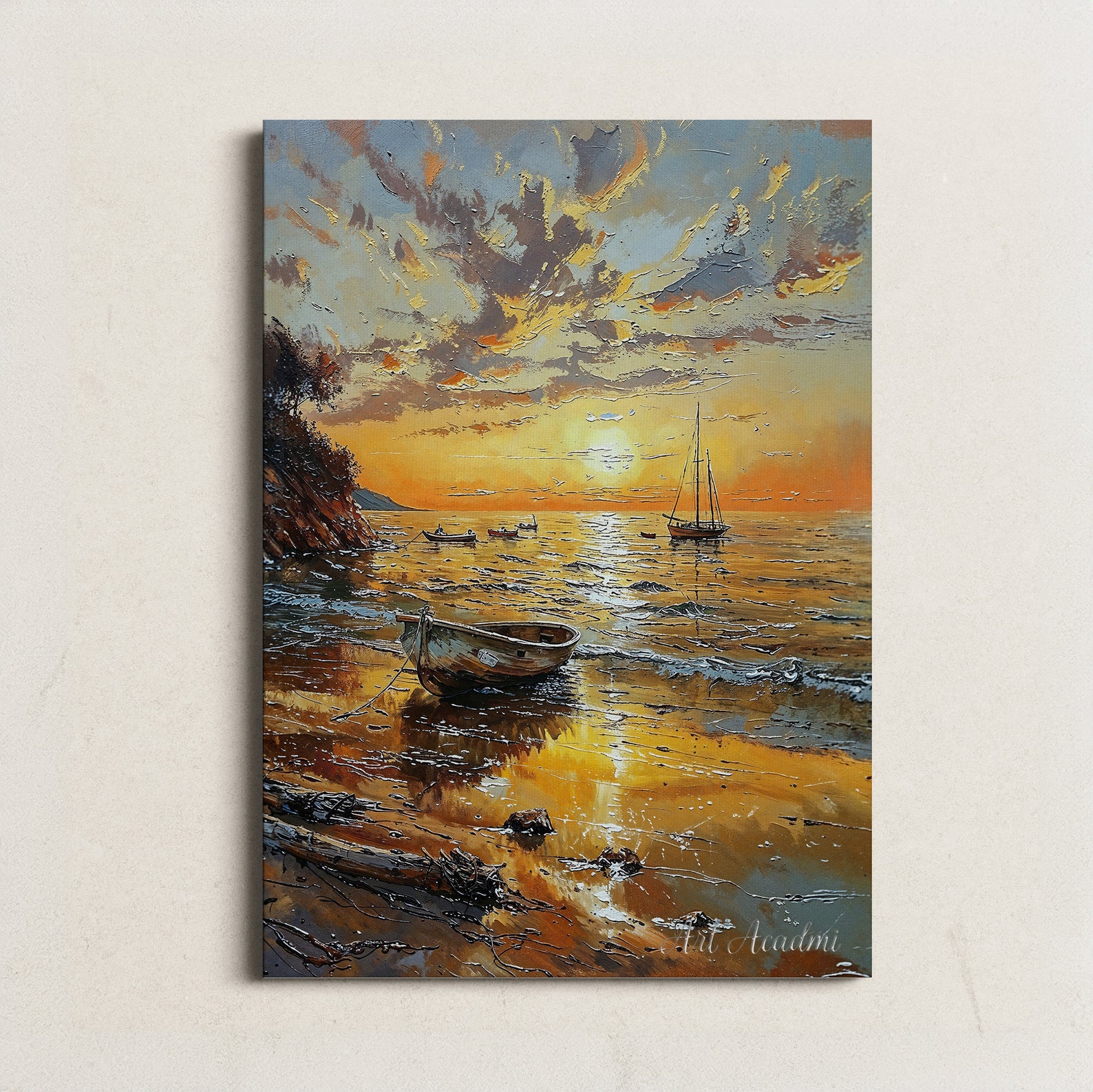 Printable Downloadable Digital Wall Art of a Golden Sunset | Coastal ...