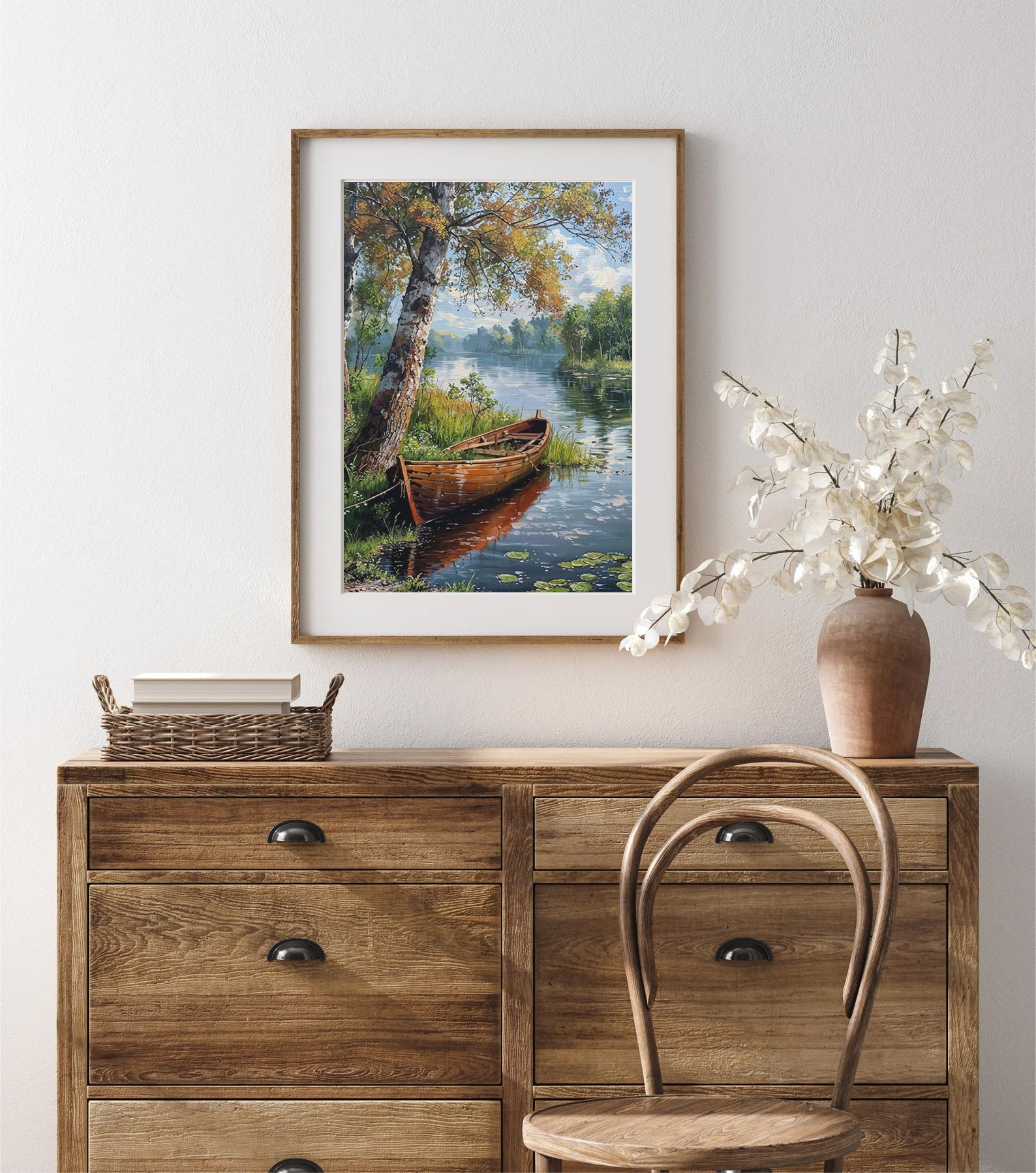 Printable Downloadable Digital Wall Art of a Rustic Boat by the River ...
