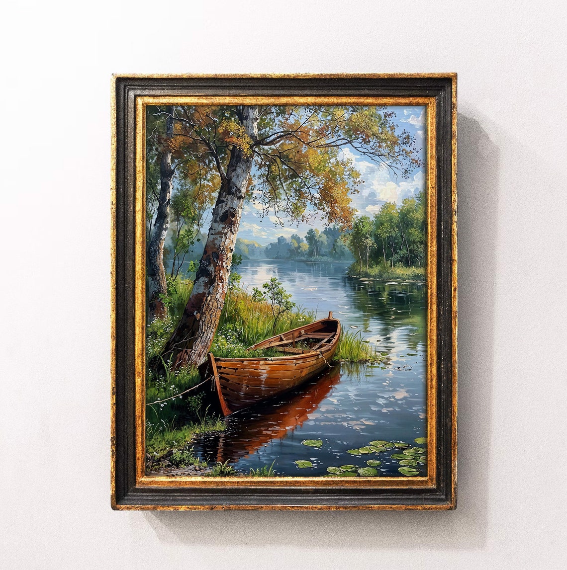 Printable Downloadable Digital Wall Art of a Rustic Boat by the River ...