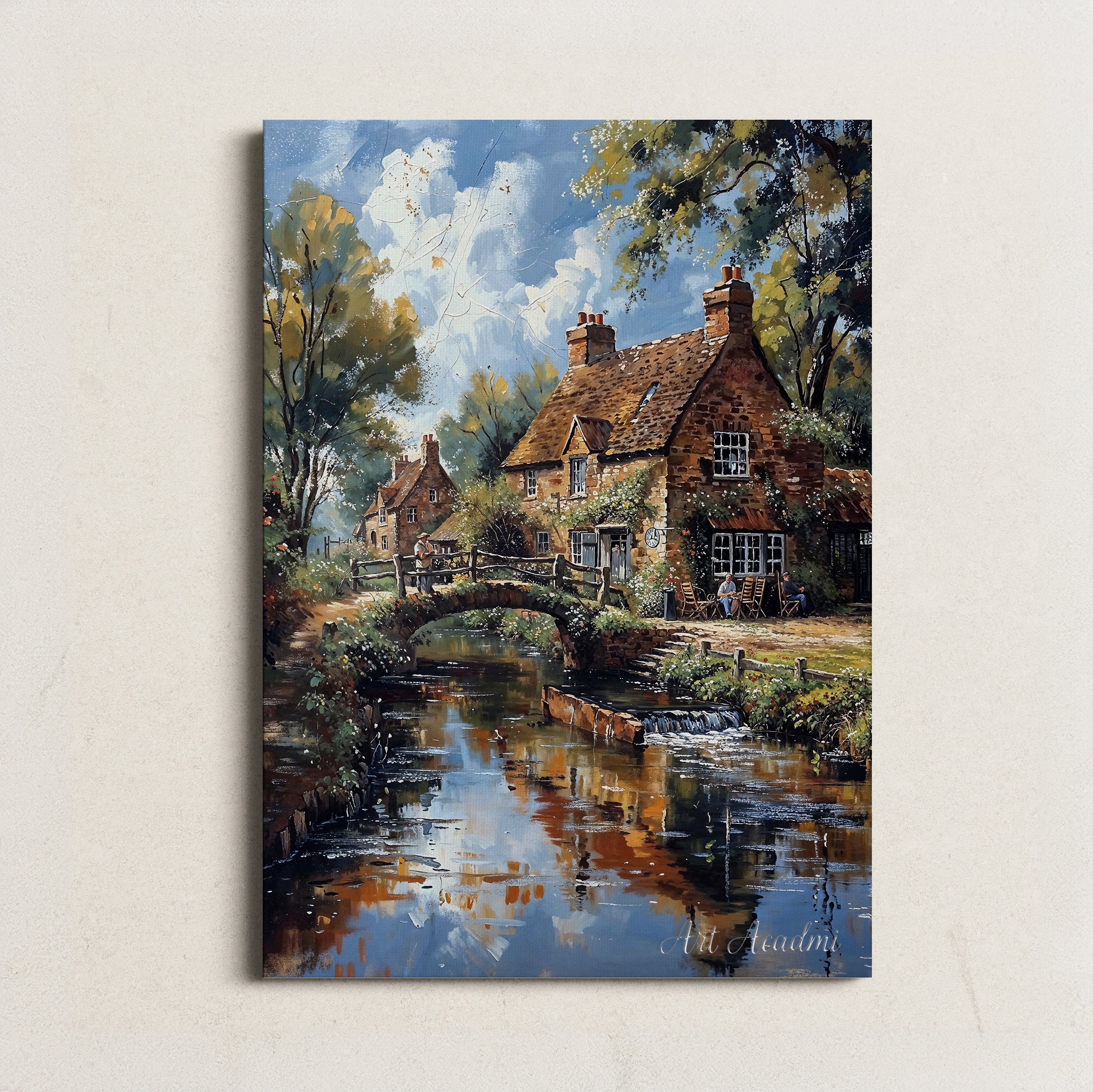 Charming English Cottage With Stone Bridge - Serene Countryside Digital ...