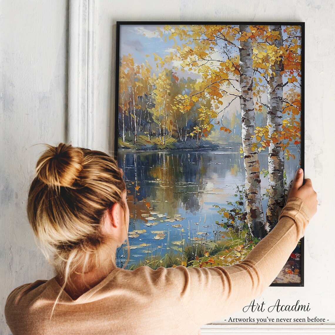 Printable Downloadable Digital Wall Art of Birch Trees in a River Bank ...