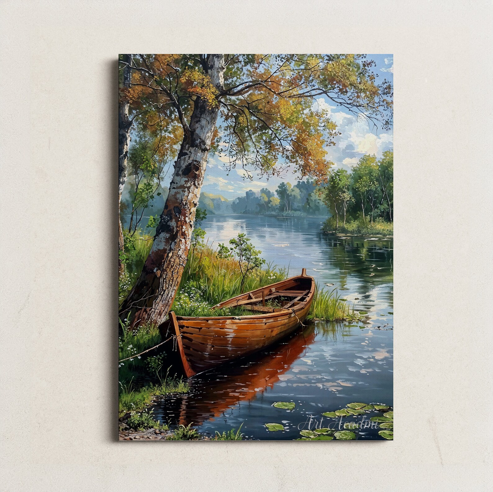 Printable Downloadable Digital Wall Art of a Rustic Boat by the River ...