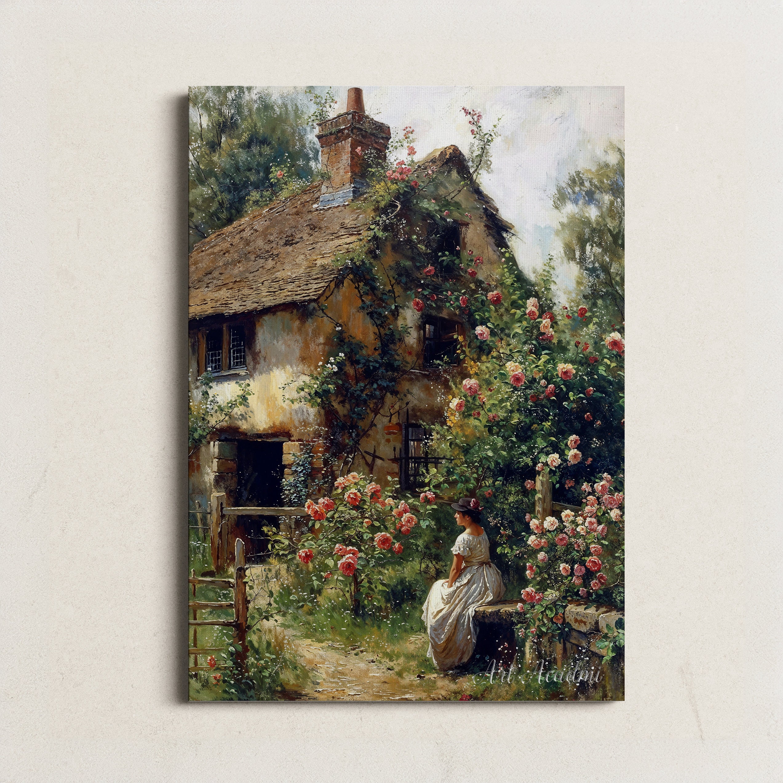 Charming Cottage Garden Digital Art Print | Tranquil Countryside Scene ...