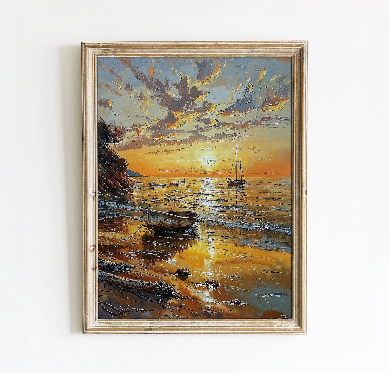 Printable Downloadable Digital Wall Art of a Golden Sunset | Coastal ...