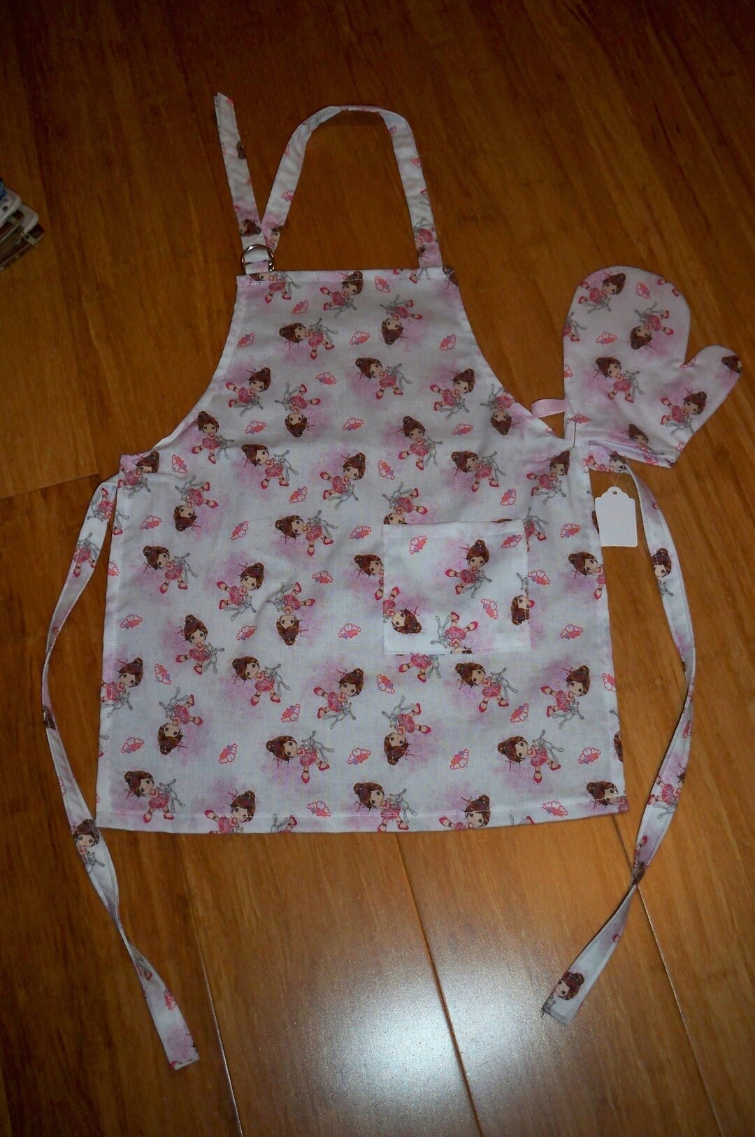 Child's Apron With Play Oven Mitt, Precious Moments Ballerina. Fits ...
