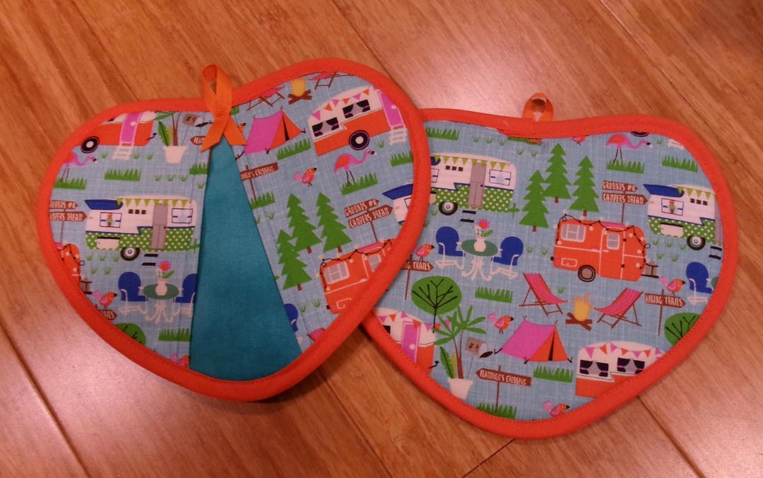 Heart Shaped Hand Saver Pot Holder Oven Mitt, Heat Resistant W/ Insul ...