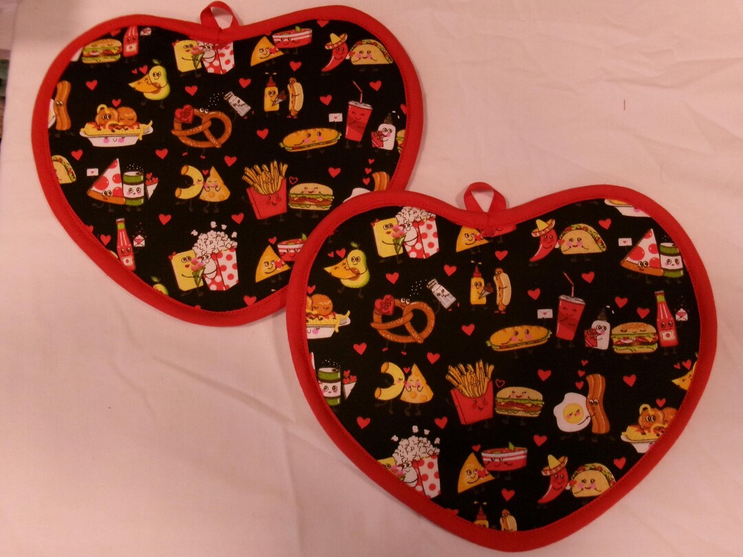 Heart Shaped Hand Saver Pot Holder Oven Mitt, Heat Resistant W/ Insul ...