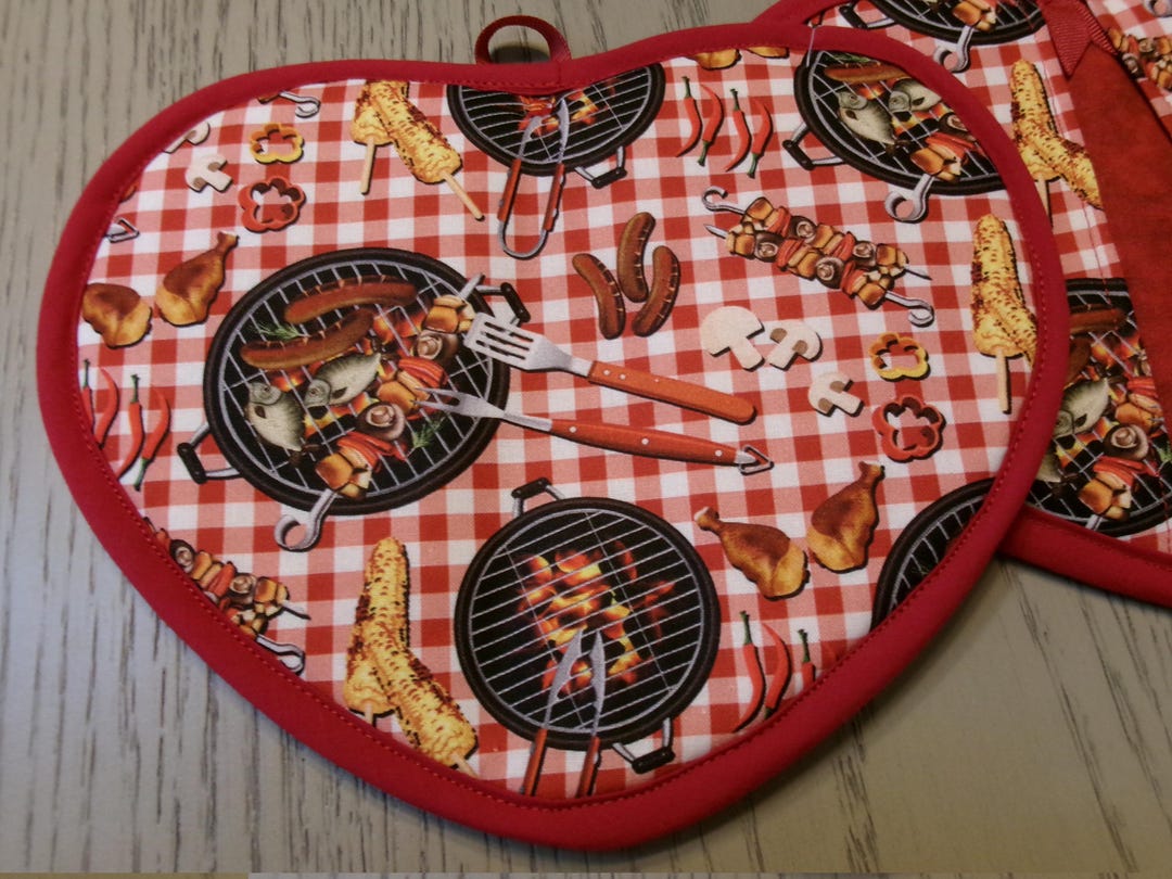 Heart Shaped Hand Saver Pot Holder Oven Mitt, Heat Resistant W/ Insul ...