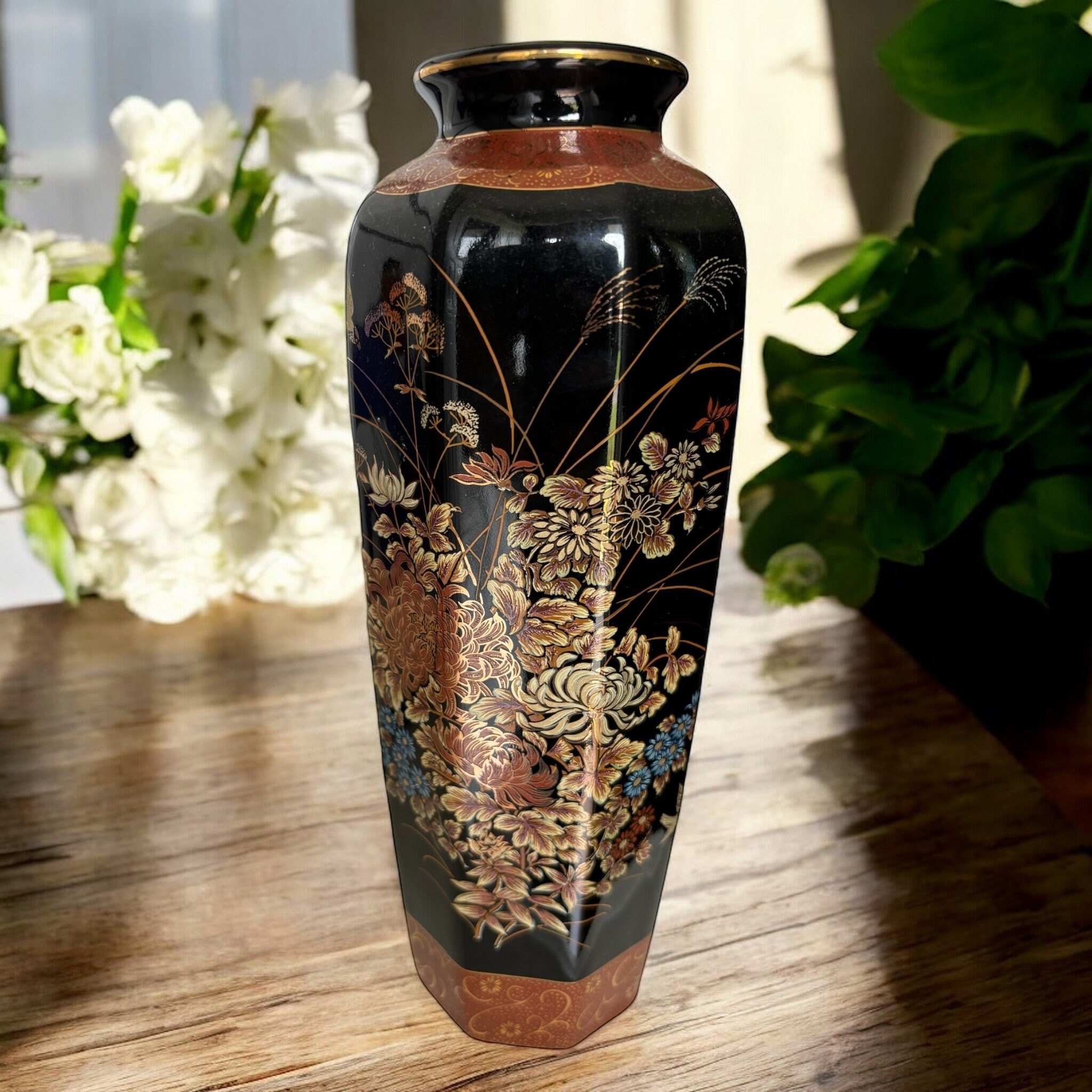 Vintage Hanp Painted Floral Porcelain Japanese Vase - Etsy