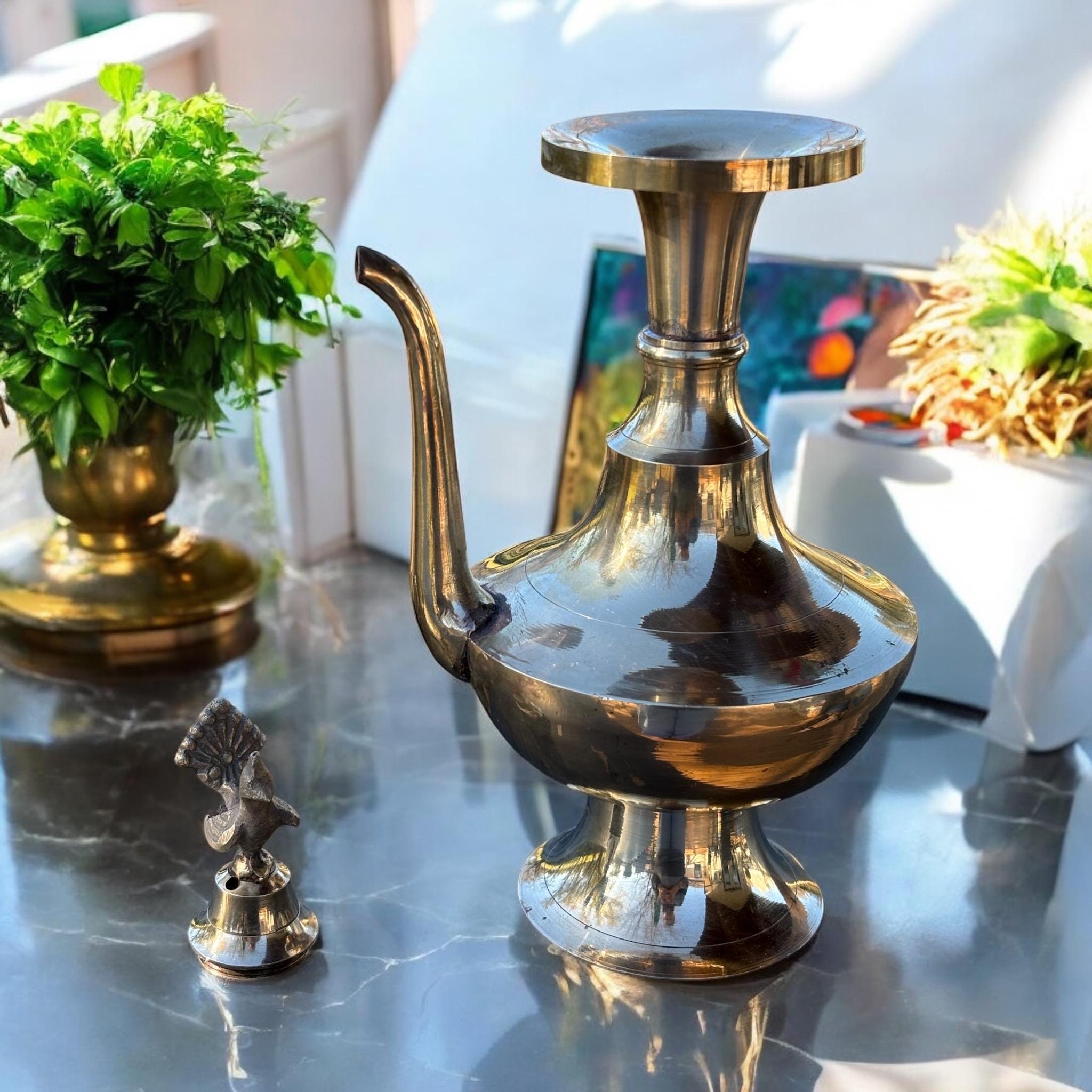 Nepali Karuwa, Brass Ceremonial Water Vessel With Plain Design Retro ...