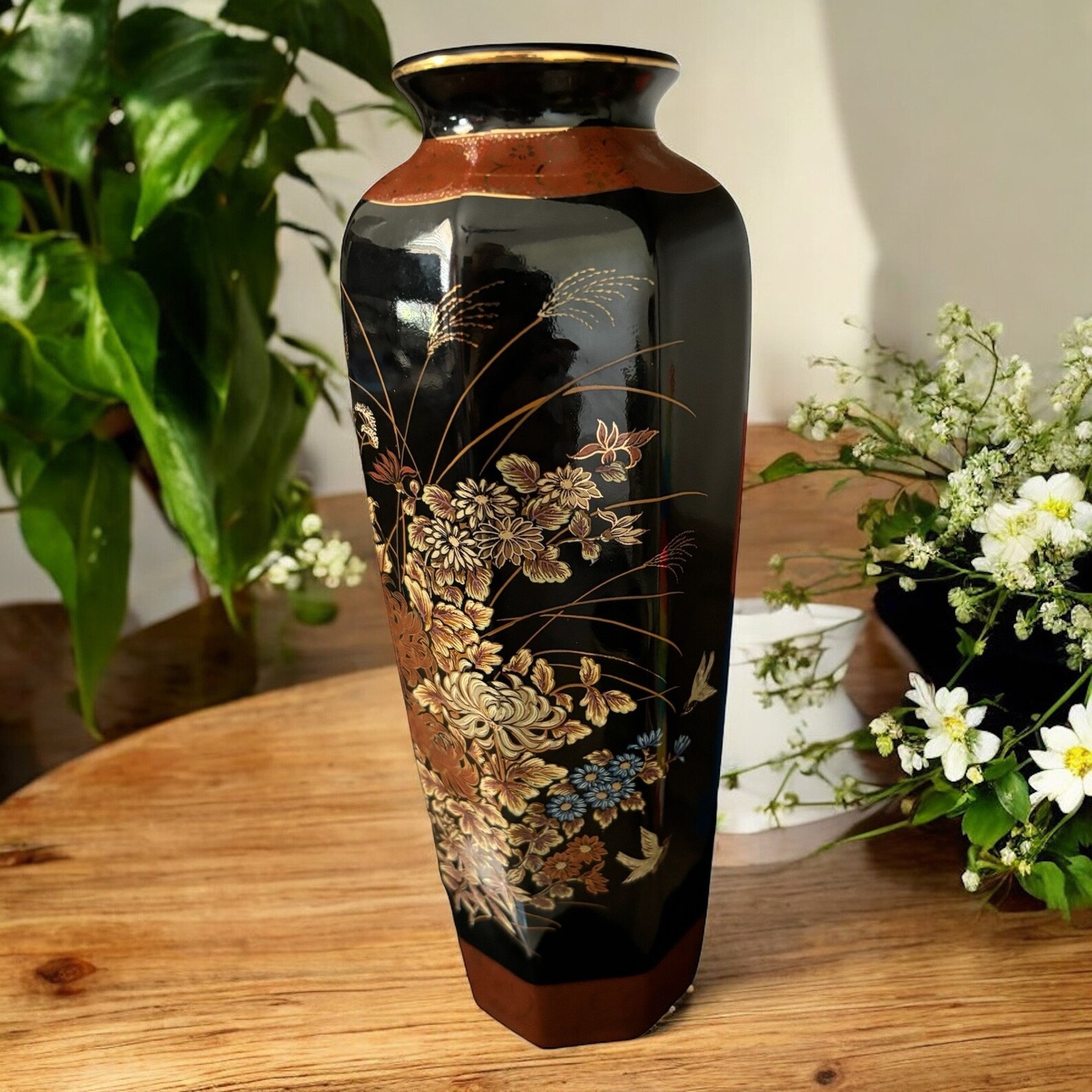 Vintage Hanp Painted Floral Porcelain Japanese Vase - Etsy