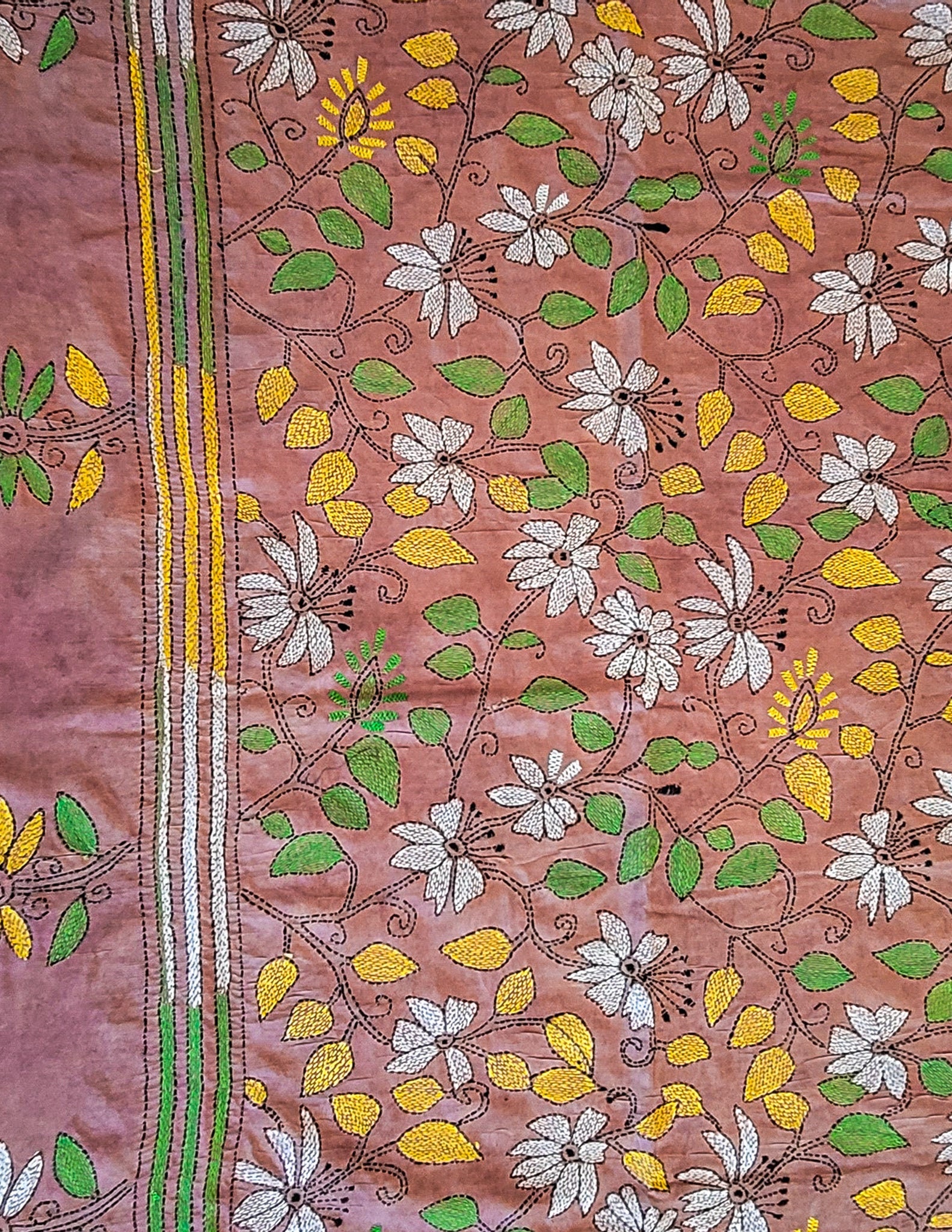 Bangalore Silk Batik Kantha Saree | Fall Pico Done - Etsy