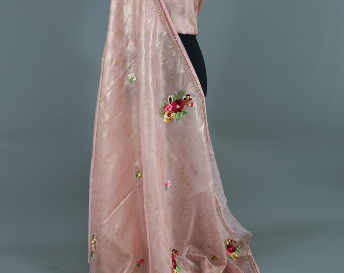 Organza Tissue Saree With Embroidery Work | Fall Pico Done - Etsy