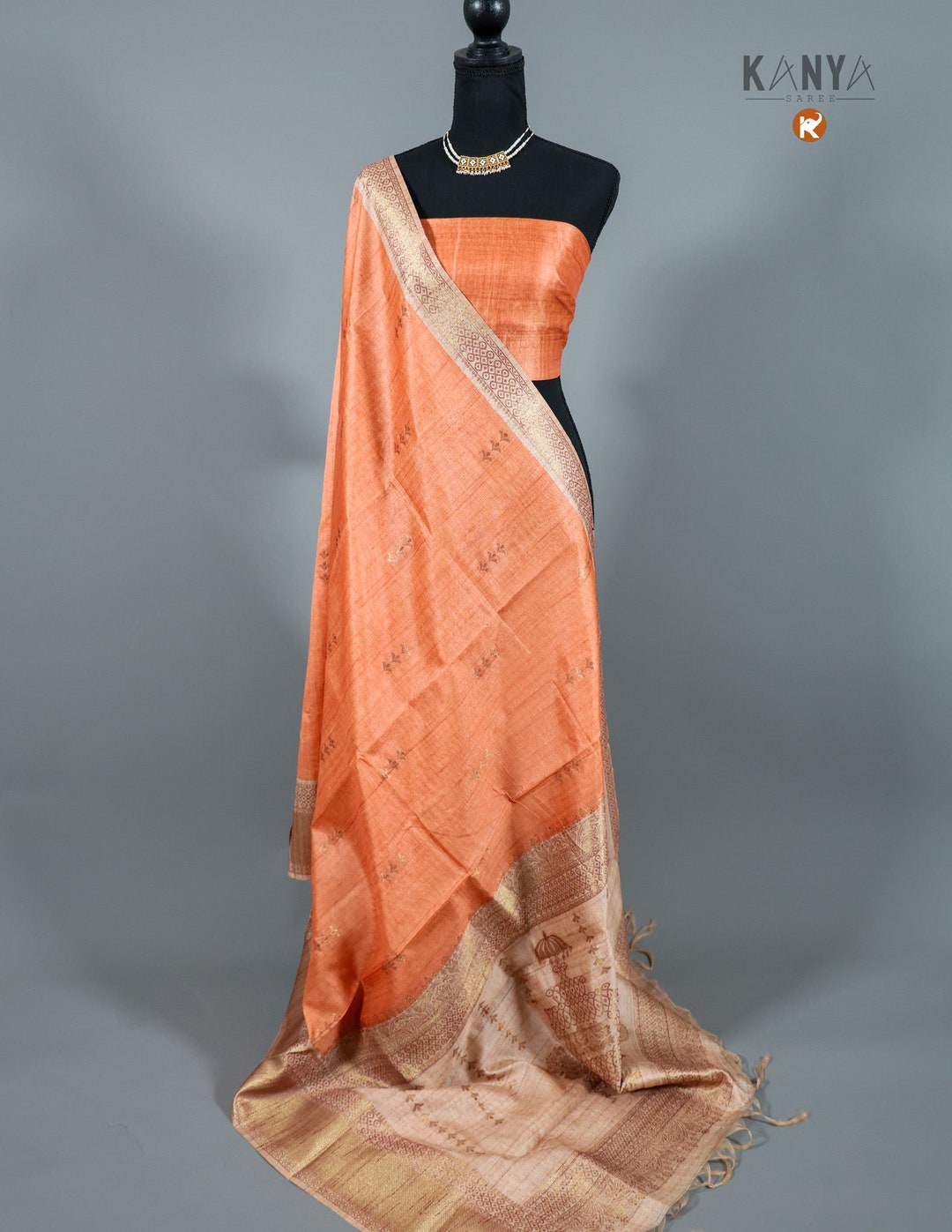 Semi Tussar Silk Saree | Fall Pico Done - Etsy
