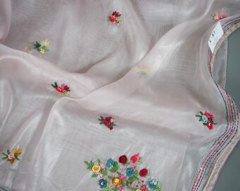 Organza Tissue Saree With Embroidery Work | Fall Pico Done - Etsy