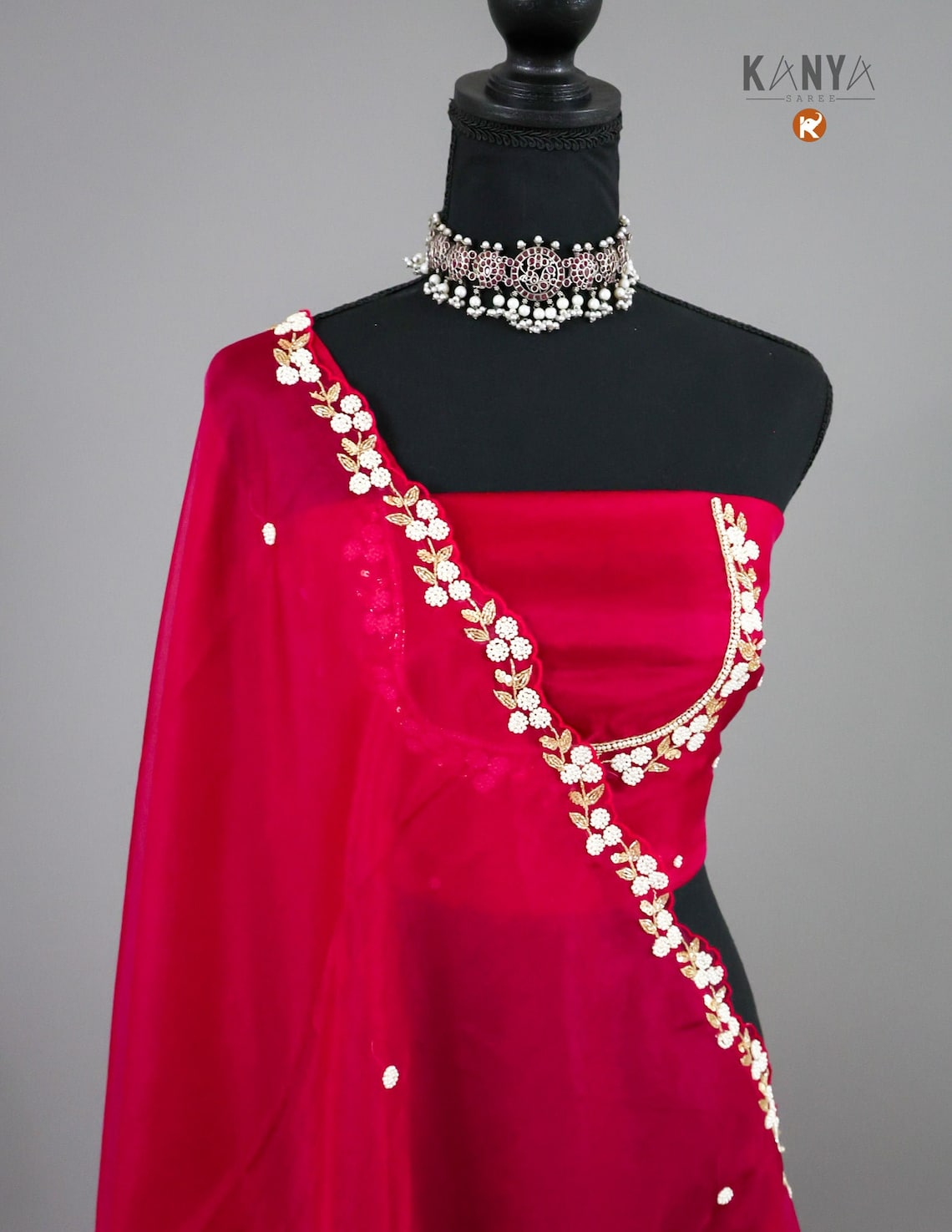 Organza Saree With Pearl Work on Border | Fall Pico Done - Etsy